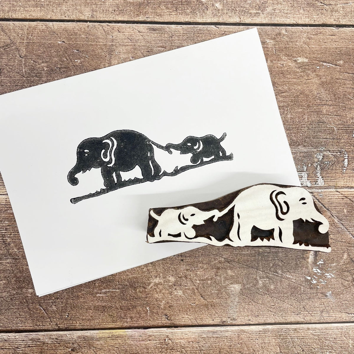 Indian Wooden Printing Block - Mummy & Baby Elephant – The Indian Block ...