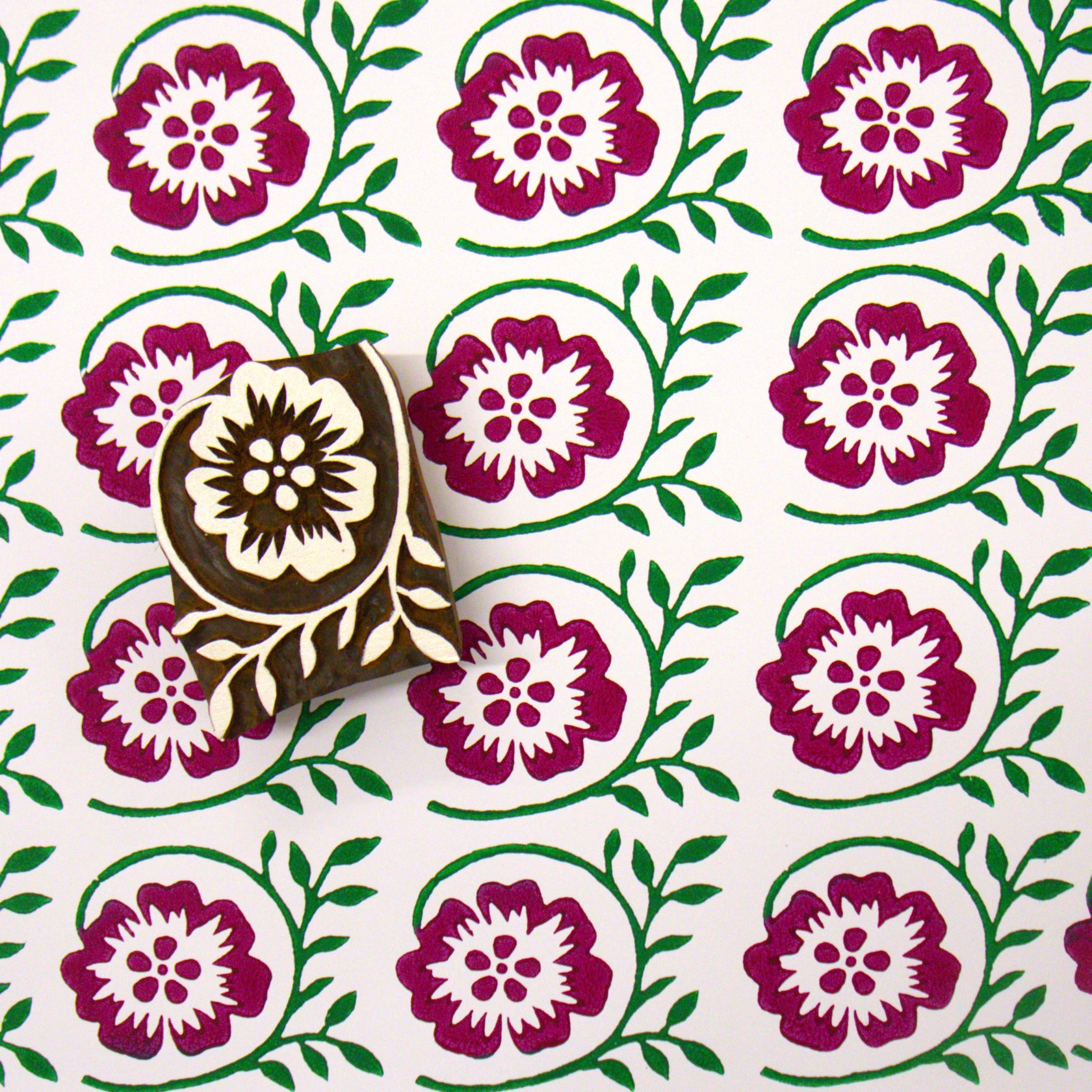 Flower & Leaf Twist Tile – The Indian Block Print Co.