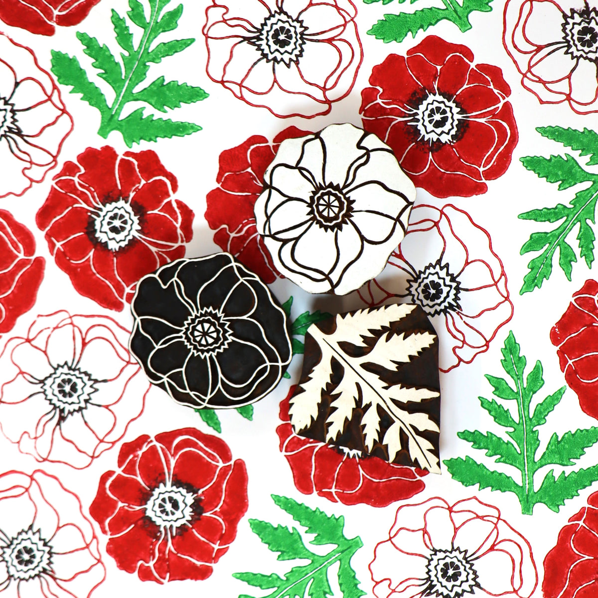 The Crafty Lass - Poppy Set – The Indian Block Print Co.