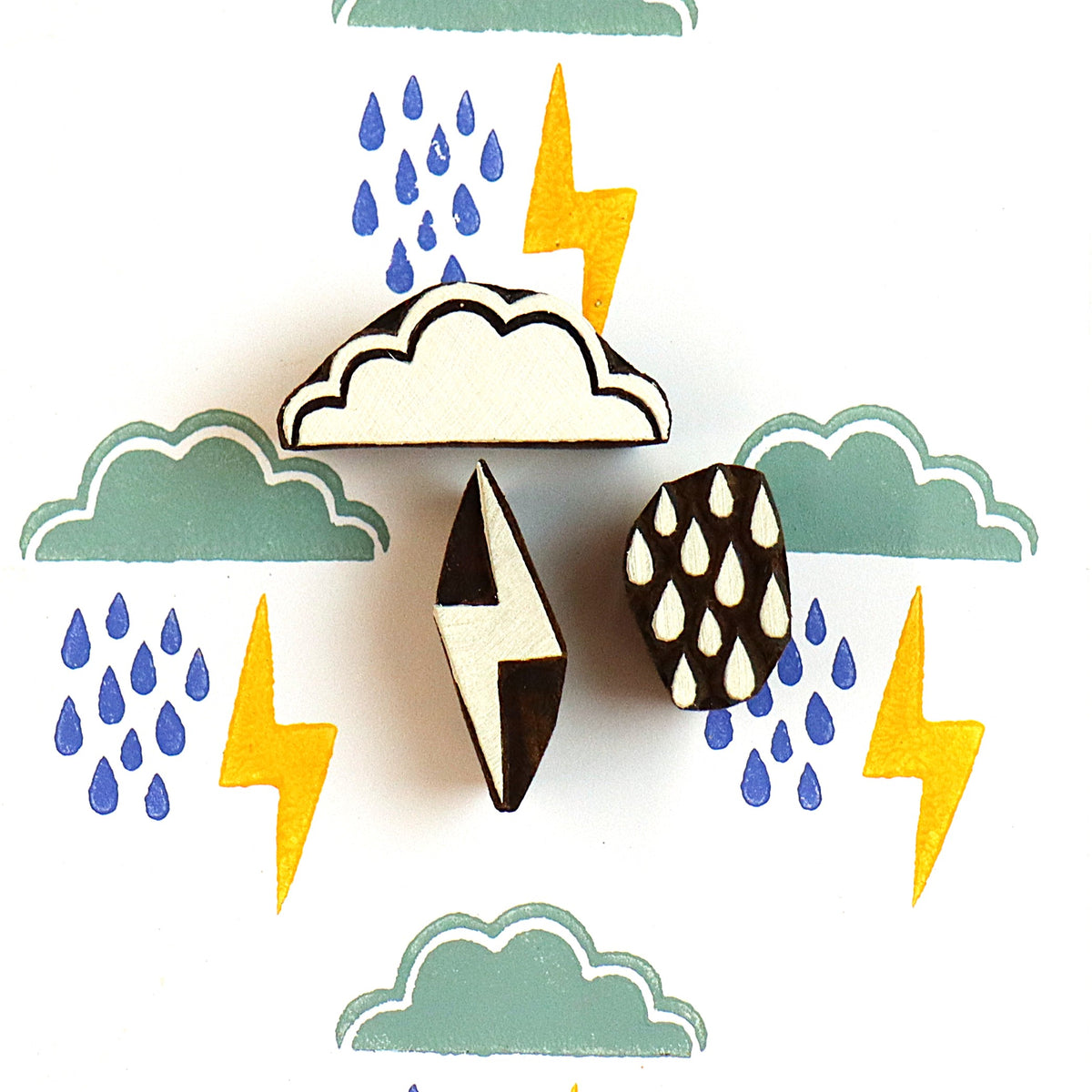 The Crafty Lass- Cloud, Rain & Lightening – The Indian Block Print Co.