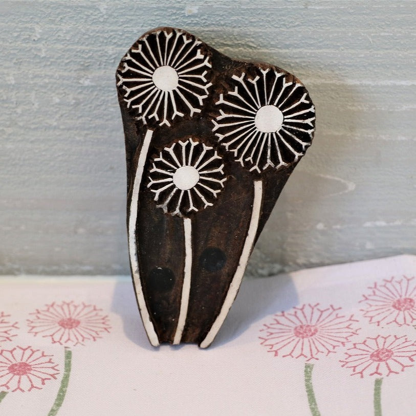 Indian Wooden Printing Block - 3 Dandelions – The Indian Block Print Co.