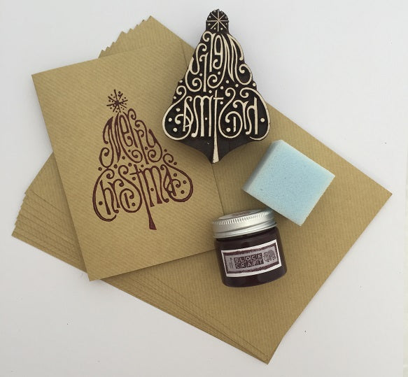 Christmas Block Printing Kit- Merry Christmas Tree – The Indian Block ...