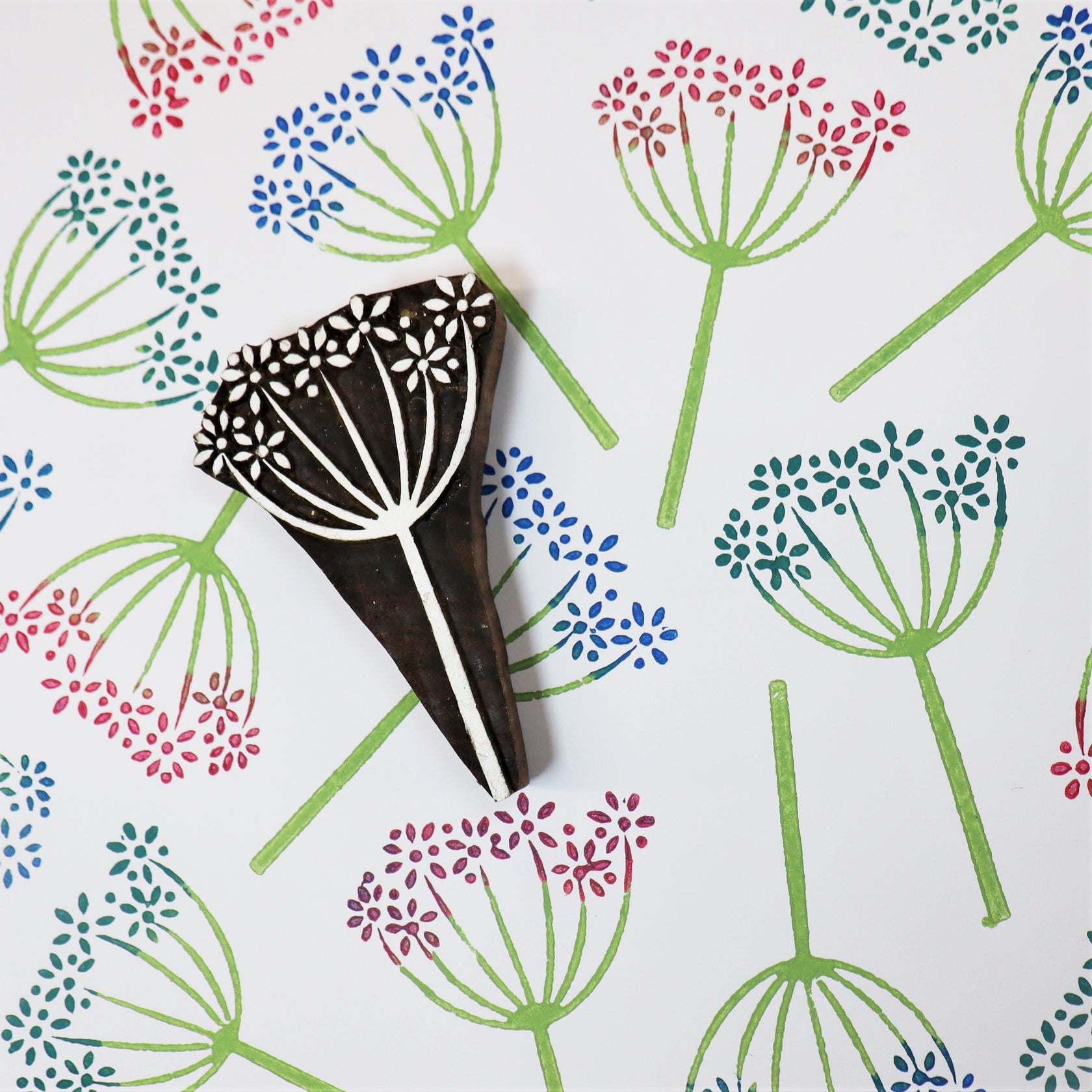 Indian Wooden Printing Block - Cow Parsley – The Indian Block Print Co.