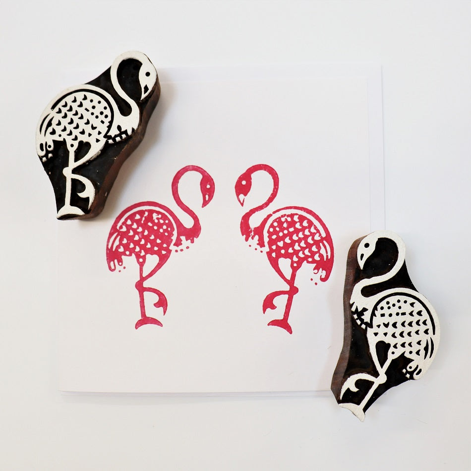 Block Craft- Indian Wooden Printing Block Flamingo – The Indian Block ...