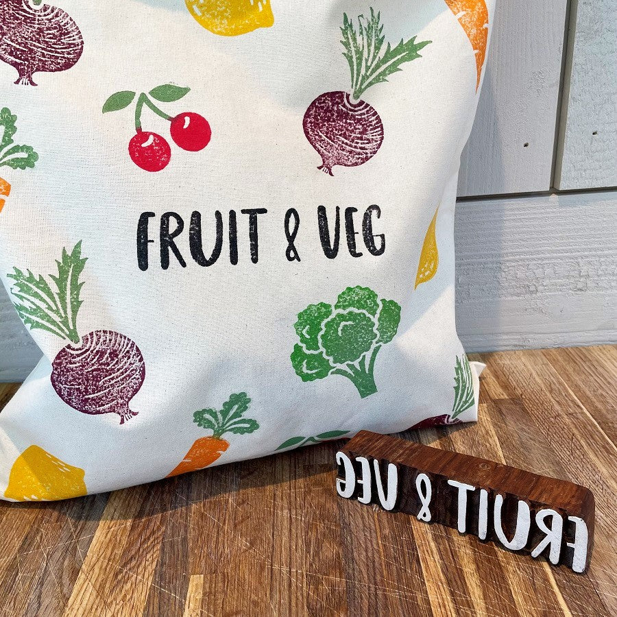 Fruit & Veg Text - Large – The Indian Block Print Co.