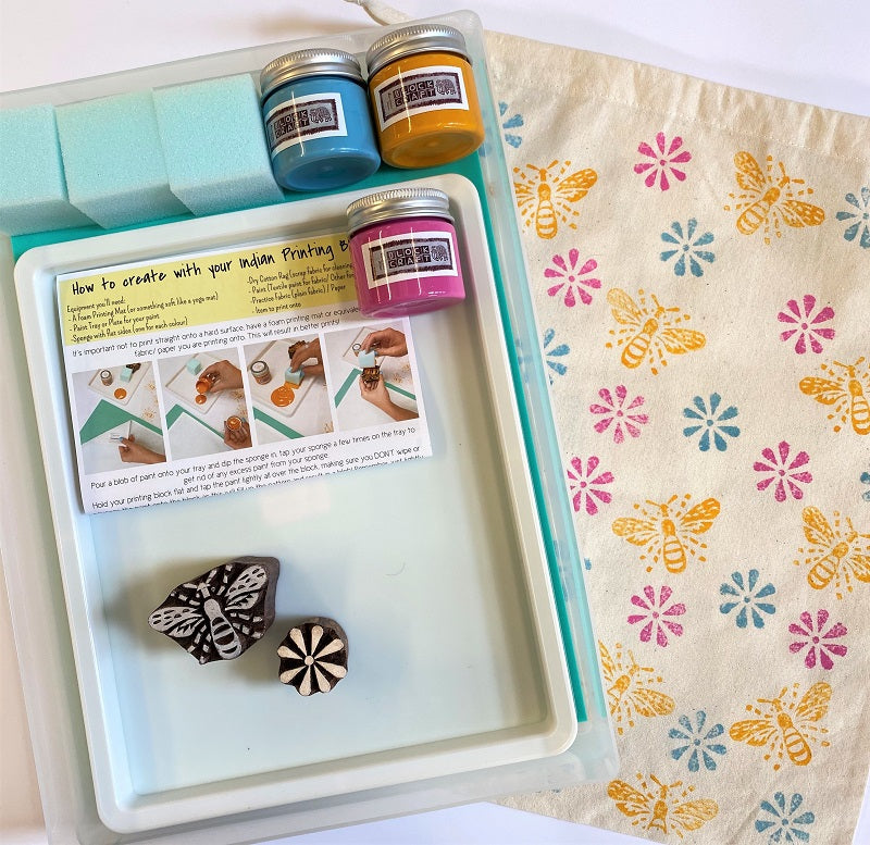 Complete Block Printing Kit- Detailed Bee & Flower – The Indian Block ...