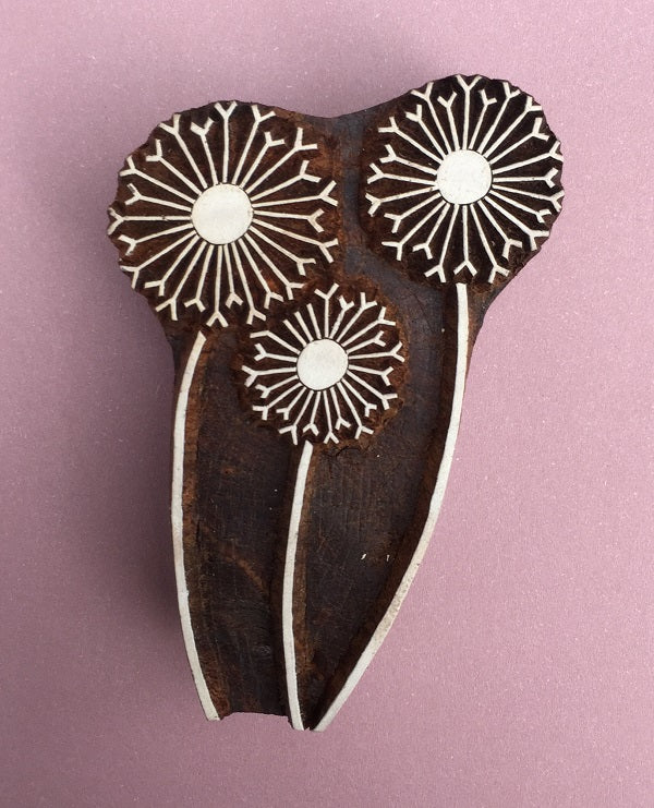 Indian Wooden Printing Block - 3 Dandelions – The Indian Block Print Co.