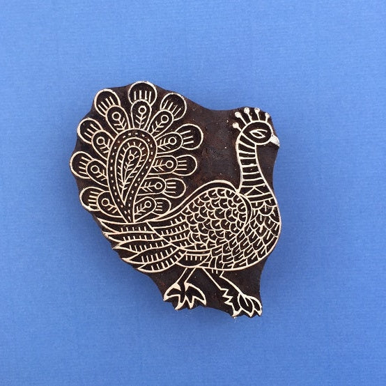 Indian Wooden Printing Block - Detailed Indian Peacock – The Indian ...