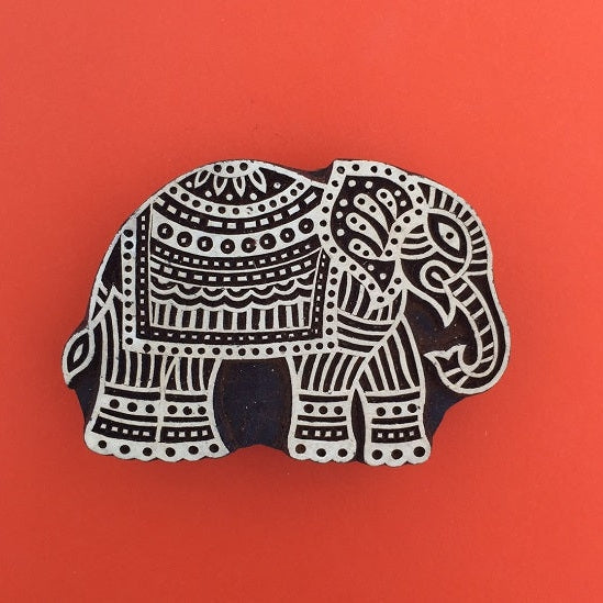 Indian Wooden Printing Block - Large Detailed Elephant – The Indian ...