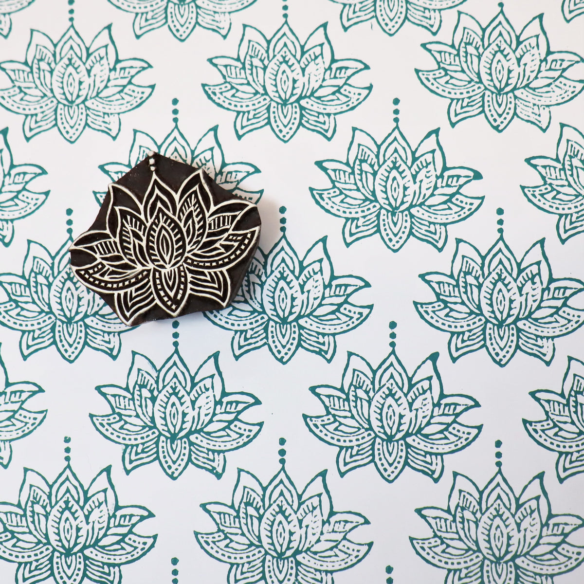 Indian Wooden Printing Block - Lotus Flower – The Indian Block Print Co.