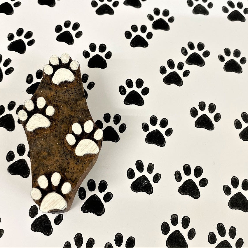 Indian Wooden Printing Block - Paw Prints Repeat – The Indian Block ...
