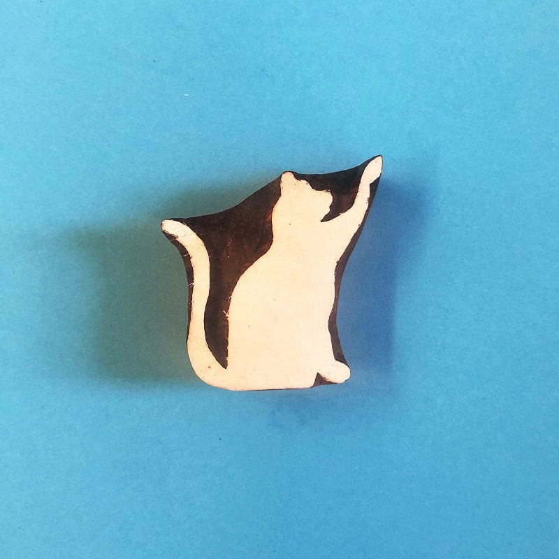 Indian Wooden Printing Block - Sitting Cat – The Indian Block Print Co.