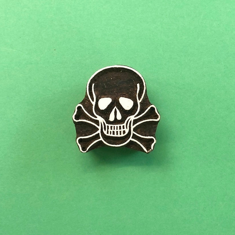 Indian Wooden Printing Block - Skull & Crossbones – The Indian Block ...