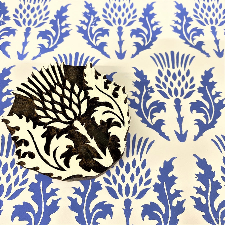 Indian Wooden Printing Block - Stylised Thistle – The Indian Block ...