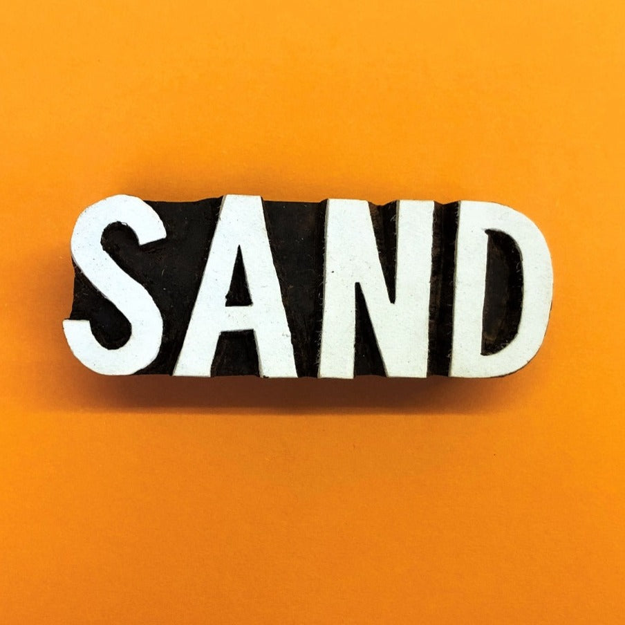 Indian Wooden Printing Block - ' SAND ' Text – The Indian Block Print Co.