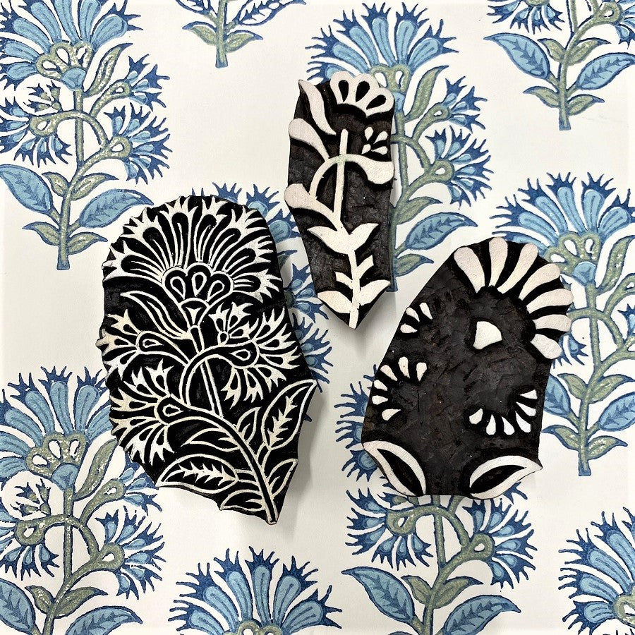 Indian Wooden Printing Block - 3-Part Indian Flower – The Indian Block ...