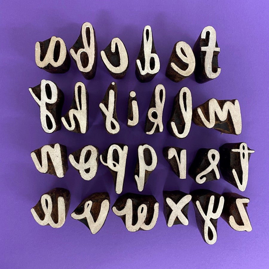 Indian Wooden Block Set - Brush Stroke Alphabet – The Indian Block ...