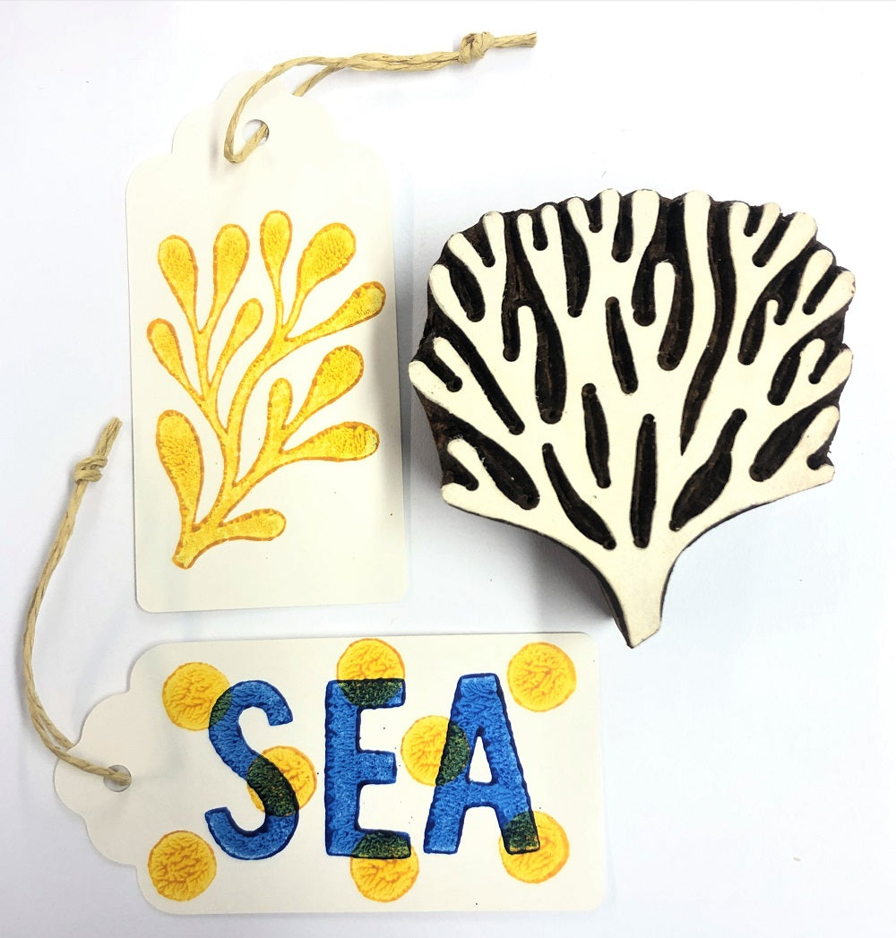 Indian Wooden Printing Block - Large Seaweed – The Indian Block Print Co.