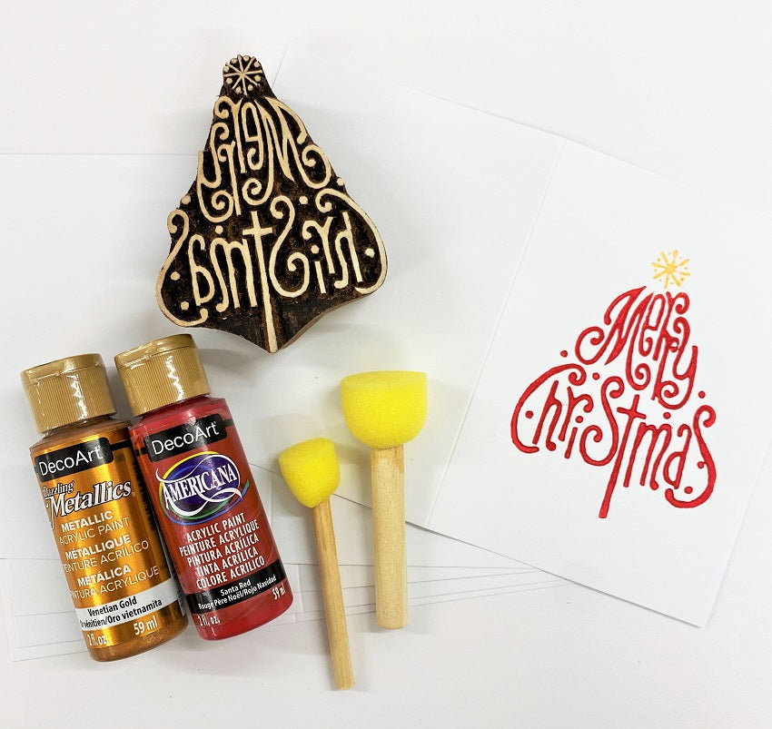 Block Printing Kit- Merry Christmas Tree Christmas... – The Indian ...