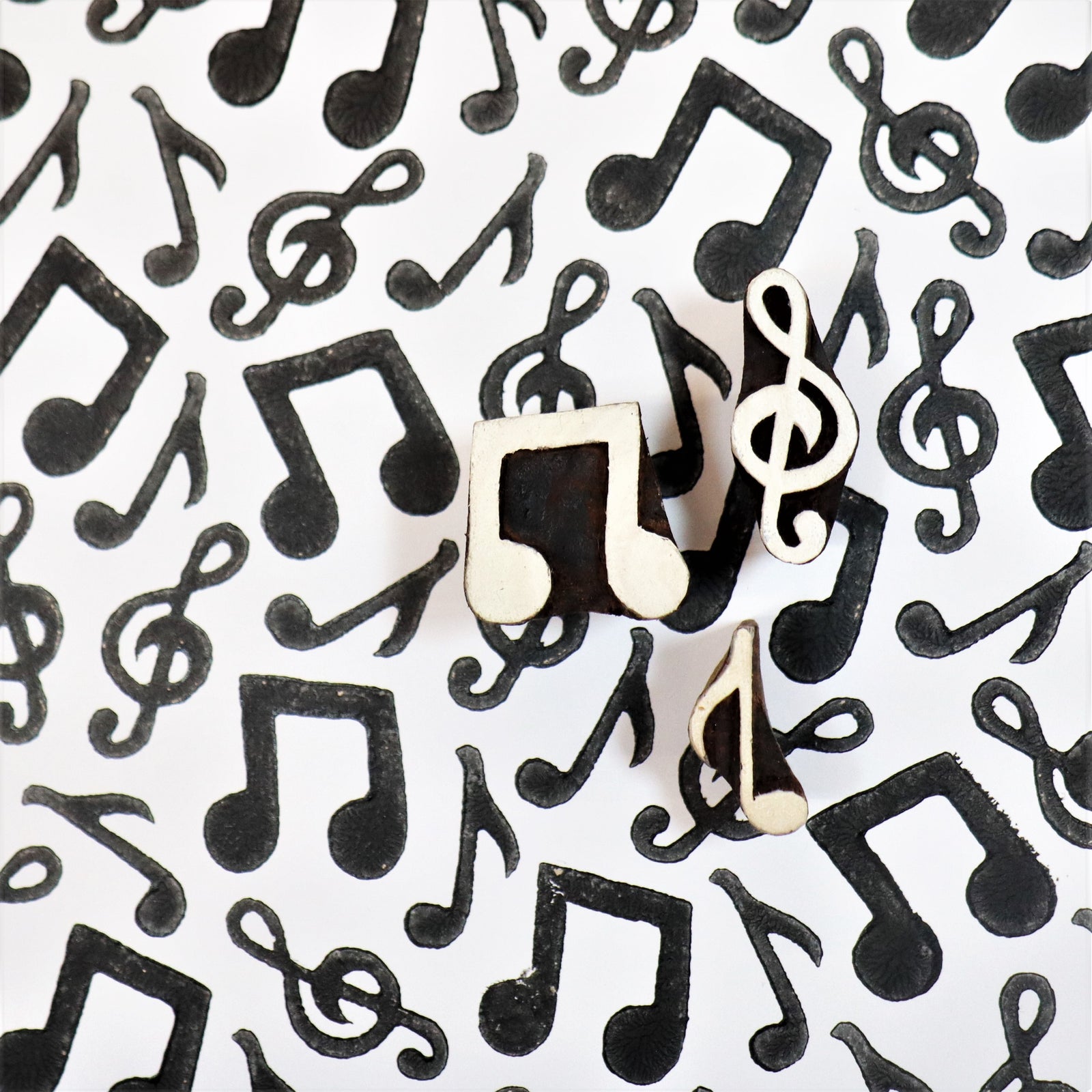 Indian Wooden Printing Blocks - Music Notes – The Indian Block Print Co.