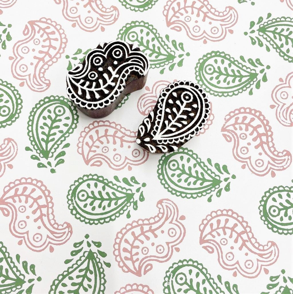 Set of 2 Curly Paisleys – The Indian Block Print Co.