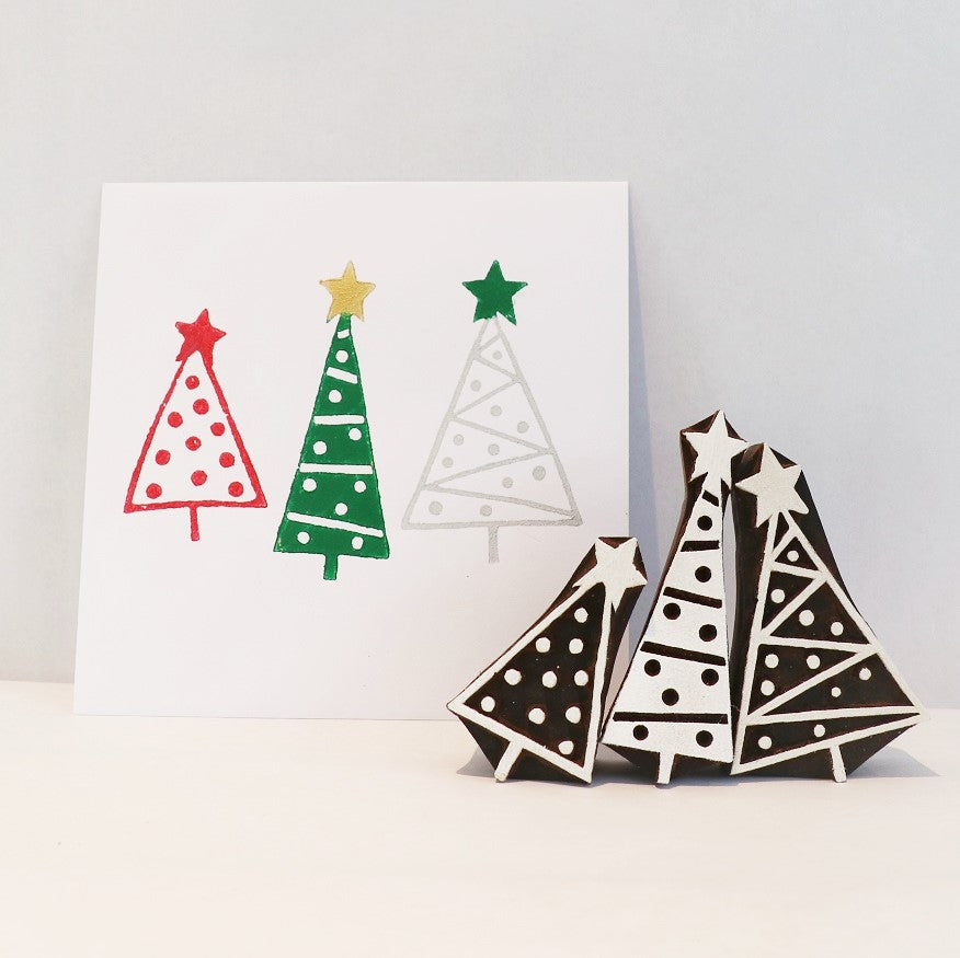 Patterned Christmas Trees – The Indian Block Print Co.