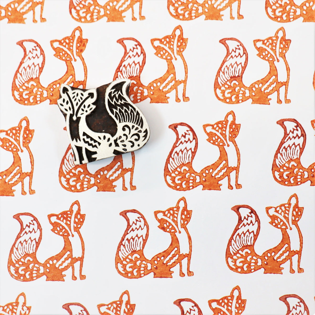 Indian Wooden Printing Block - Stylised Fox – The Indian Block Print Co.