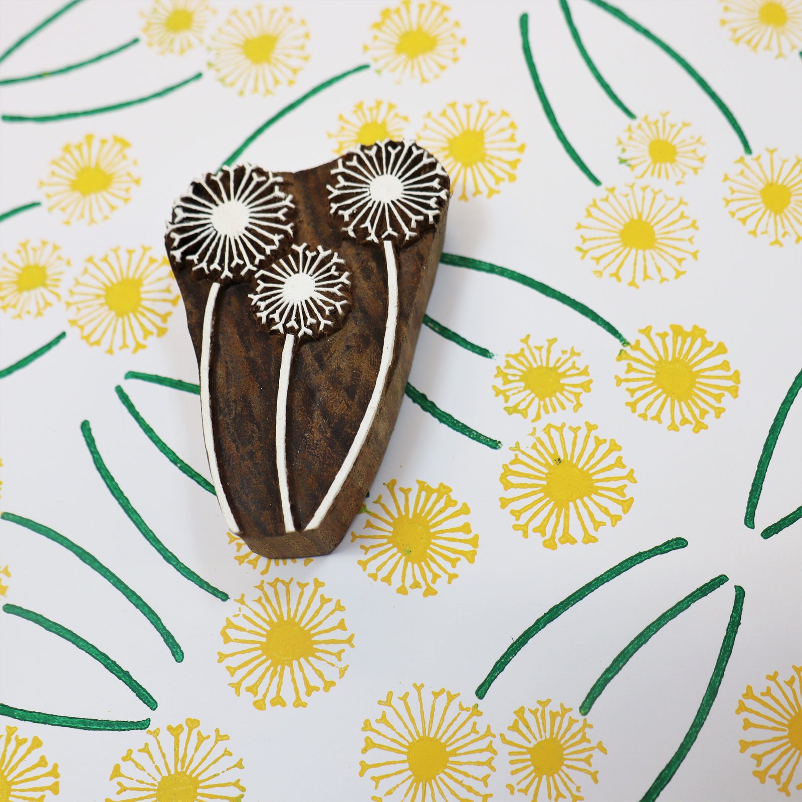 Indian Wooden Printing Block - 3 Dandelions – The Indian Block Print Co.