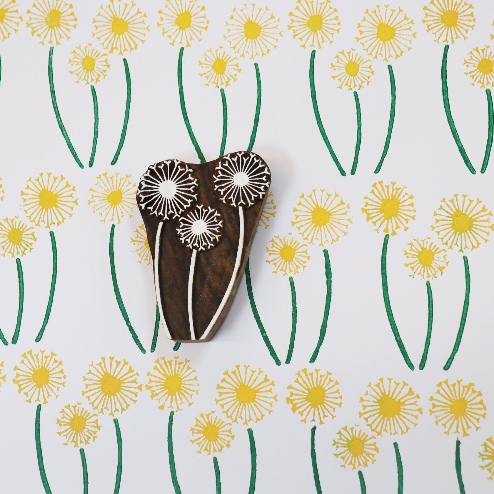 Indian Wooden Printing Block - 3 Dandelions – The Indian Block Print Co.